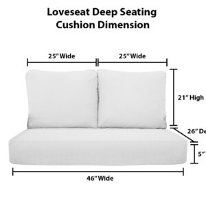 RSH DECOR: Deep Seating Loveseat Cushion Set | 46” x 26” Loveseat | All-Weather Spun Fabric | Outdoor Foam Settee and Pillow Back Cushions for Patio Furniture | Navy Blue