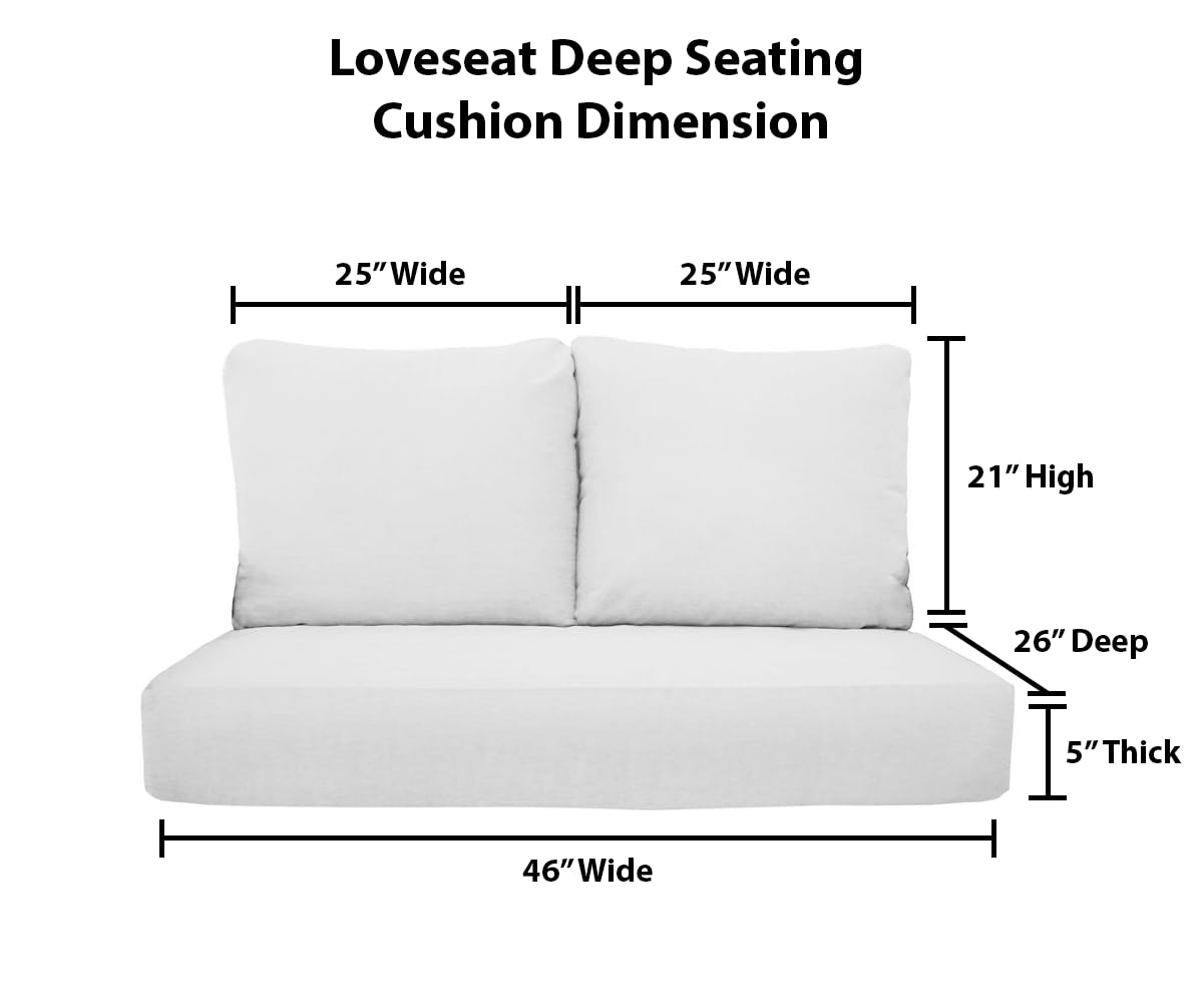 RSH DECOR: Deep Seating Loveseat Cushion Set | 46” x 26” Loveseat | All-Weather Spun Fabric | Outdoor Foam Settee and Pillow Back Cushions for Patio Furniture | Navy Blue