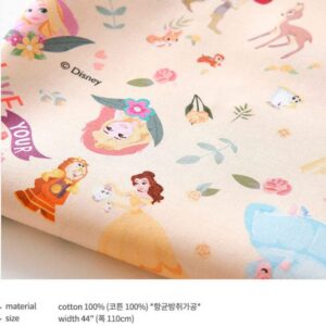 Disney Cotton Fabric by The Yard Princess Character Fabric 110cm Wide Princess Friends