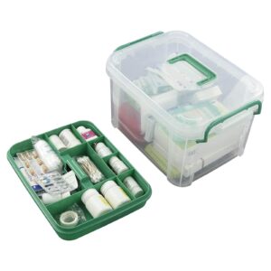 Parlynies First Aid Storage Box, Medicine Box, Plastic Clear Storage Bin, 1 Pack