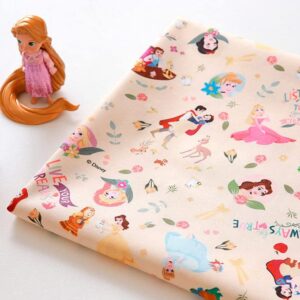 Disney Cotton Fabric by The Yard Princess Character Fabric 110cm Wide Princess Friends