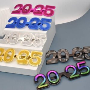 SWYOUN 2025 Plastic Glasses Happy New Year's Eve Glasses Graduation 2025 Class Of 2025 Party Photo Prop Supplies(Pack Of 6)