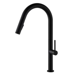 fine fixtures pull down single handle kitchen faucet black