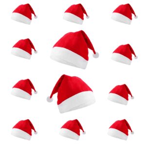 sdenow upgraded santa hat, x-large size, 12pcs - red and white non-woven costume hat for unisex-adult child, suitable for christmas, halloween, cosplay party