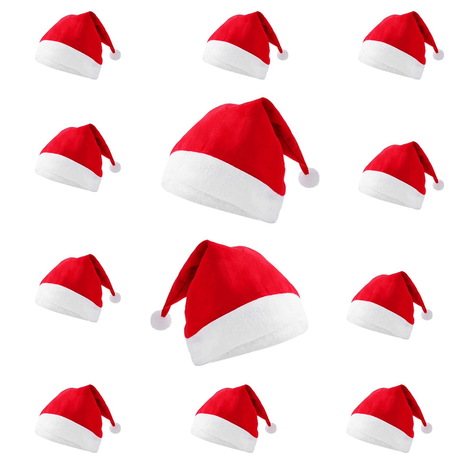 SdeNow Upgraded Santa Hat, X-Large Size, 12Pcs - Red and White Non-woven Costume Hat for Unisex-Adult Child, Suitable for Christmas, Halloween, Cosplay Party