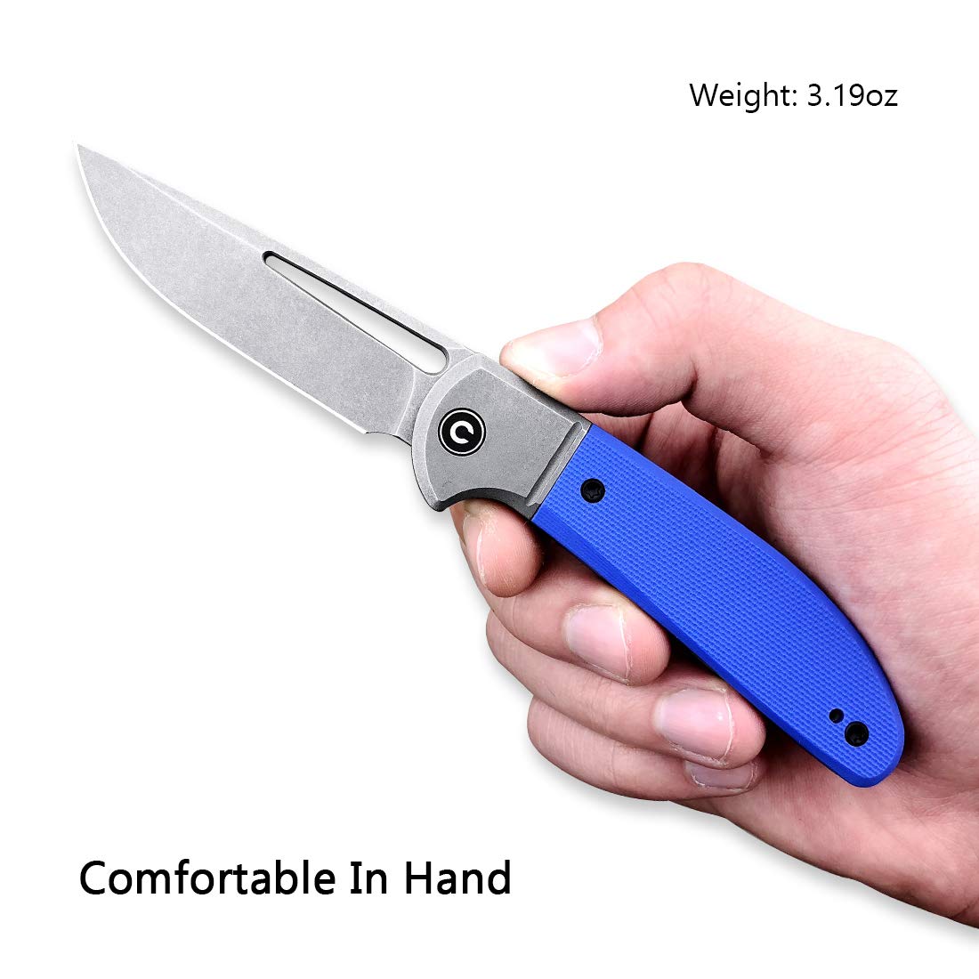 CIVIVI Trailblazer Folding Knife, Gray Stonewashed 14C28N Blade, Stainless Steel Handle With G10 Onlay, Slip Joint Pocket Knife For EDC Outdoor C2018B (Blue)