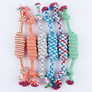 shlutesoy pet chew toys,handmade bow puppy dog pet toy cotton braided bone chew knot rope