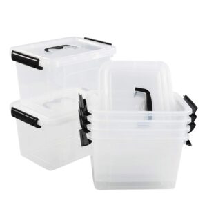 annkkyus 6-pack 5 liter plastic storage box bin with lid, clear lidded boxes