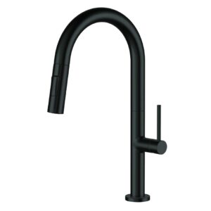 fine fixtures pull down single handle kitchen faucet black