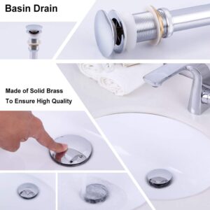 kimzcn Bathroom Sink Drain Without Overflow Vessel Sink Lavatory Vanity Pop Up Drain Stopper Polished Chrome,D500021C