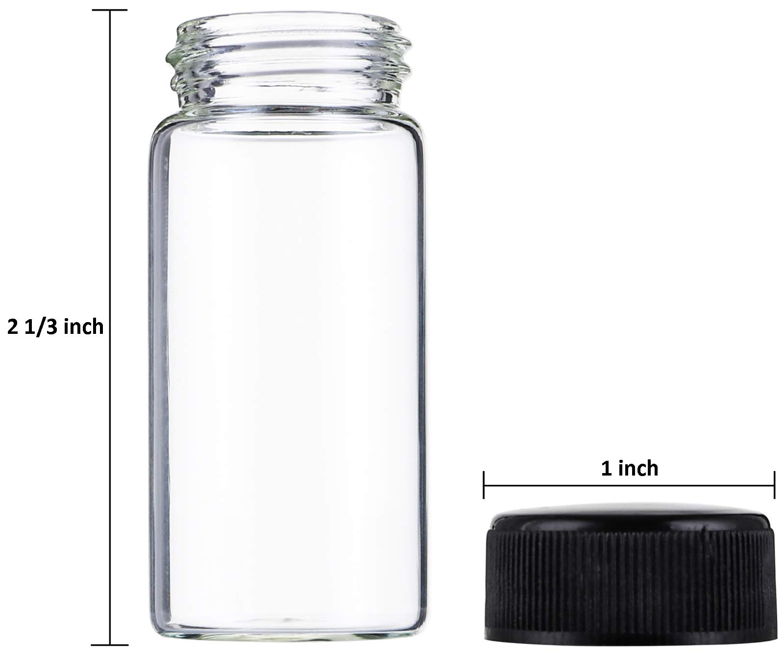 Nicunom 60 Pack Clear Glass Sample Vials with Screw Cap, 20 ml Liquid Sampling Glass Bottles Screwcap Travel Glass Vials