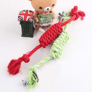 shlutesoy Pet Chew Toys,Dog Toy Cotton Braided Bone Rope Chew Knotted Tied Random Color