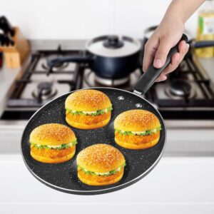 HERCHR Egg Pan 4-Cup Aluminum Egg Frying Pan Nonstick Omelette Pan Egg Cooker Pan Pancake Pan Multi Egg Pan for Breakfast Pancake, Plett, Crepe Pan, Sandwiches, Dishwasher Safe