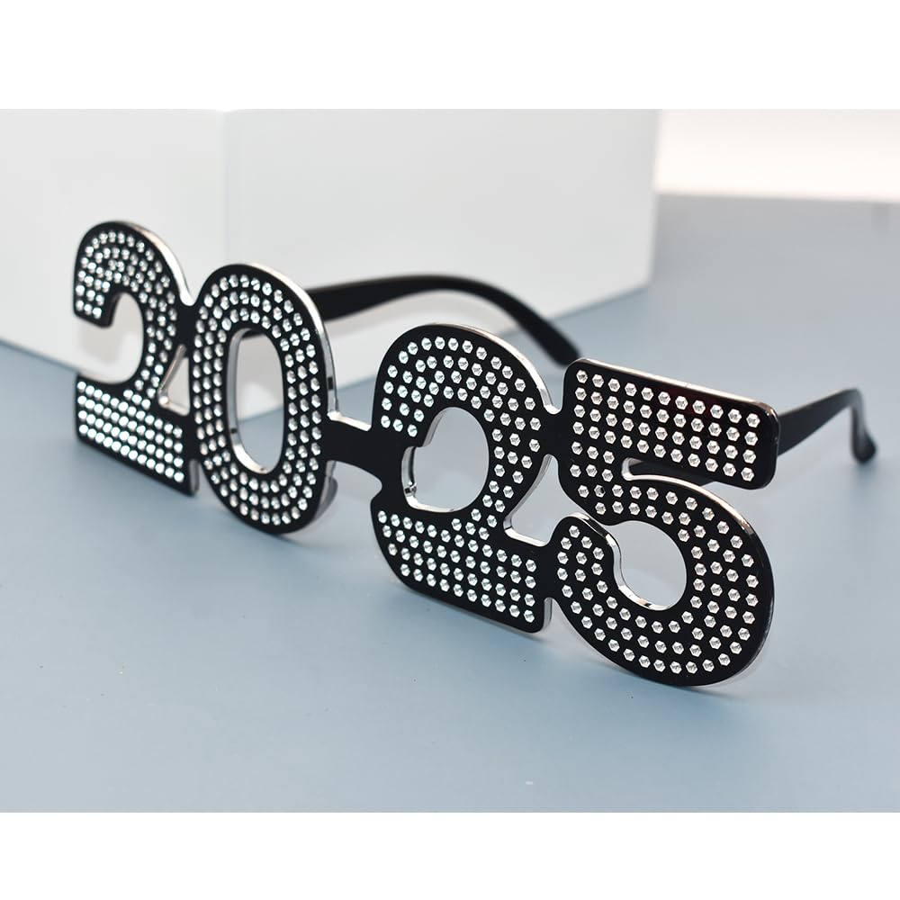 SWYOUN 2025 Plastic Glasses Happy New Year's Eve Glasses Graduation 2025 Class Of 2025 Party Photo Prop Supplies(Pack Of 6)