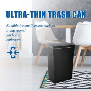 13 Gallon Trash Can Automatic Kitchen Trash Can Touch Free High-Capacity Garbage Can with Lid for Bedroom Bathroom Home Office 50 Liter (Black)