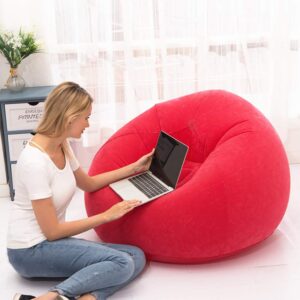 Beanless Bag Inflatable Chair, Air Sofa Outdoor Inflatable Lazy Sofa Chair, Washable Couch Bean Bag Chair Folding,for Organizing Plush Toys Or Memory Foam--Red