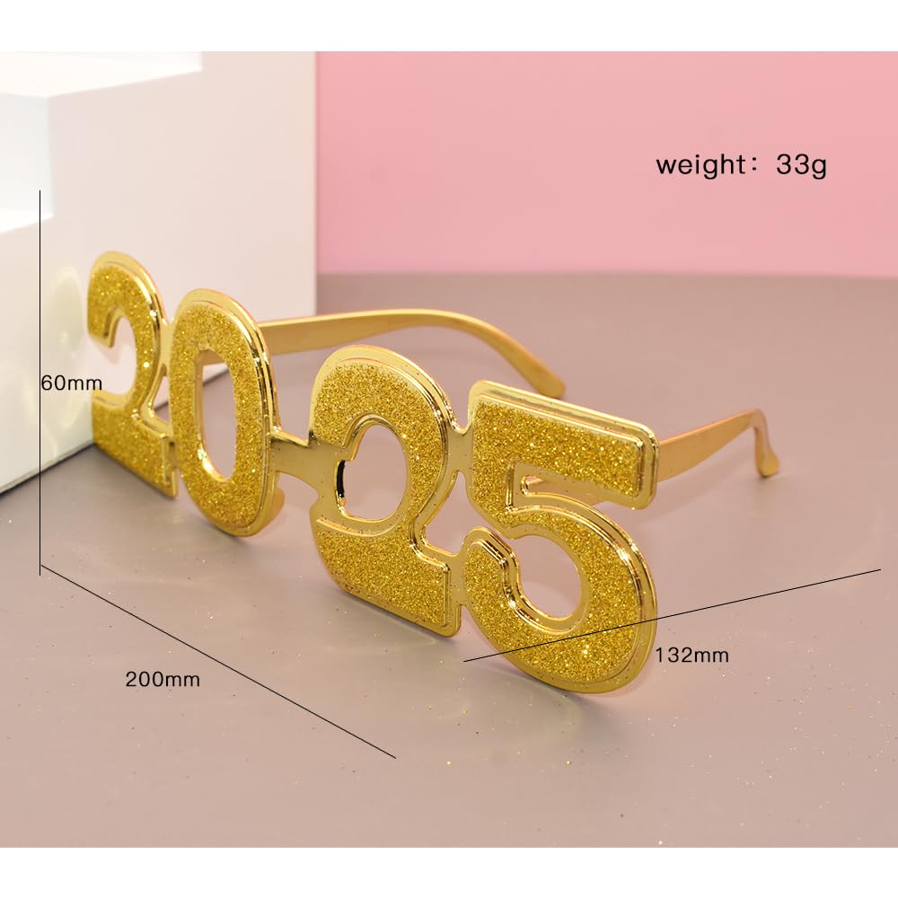 SWYOUN 2025 Plastic Glasses Happy New Year's Eve Glasses Graduation 2025 Class Of 2025 Party Photo Prop Supplies(Pack Of 6)