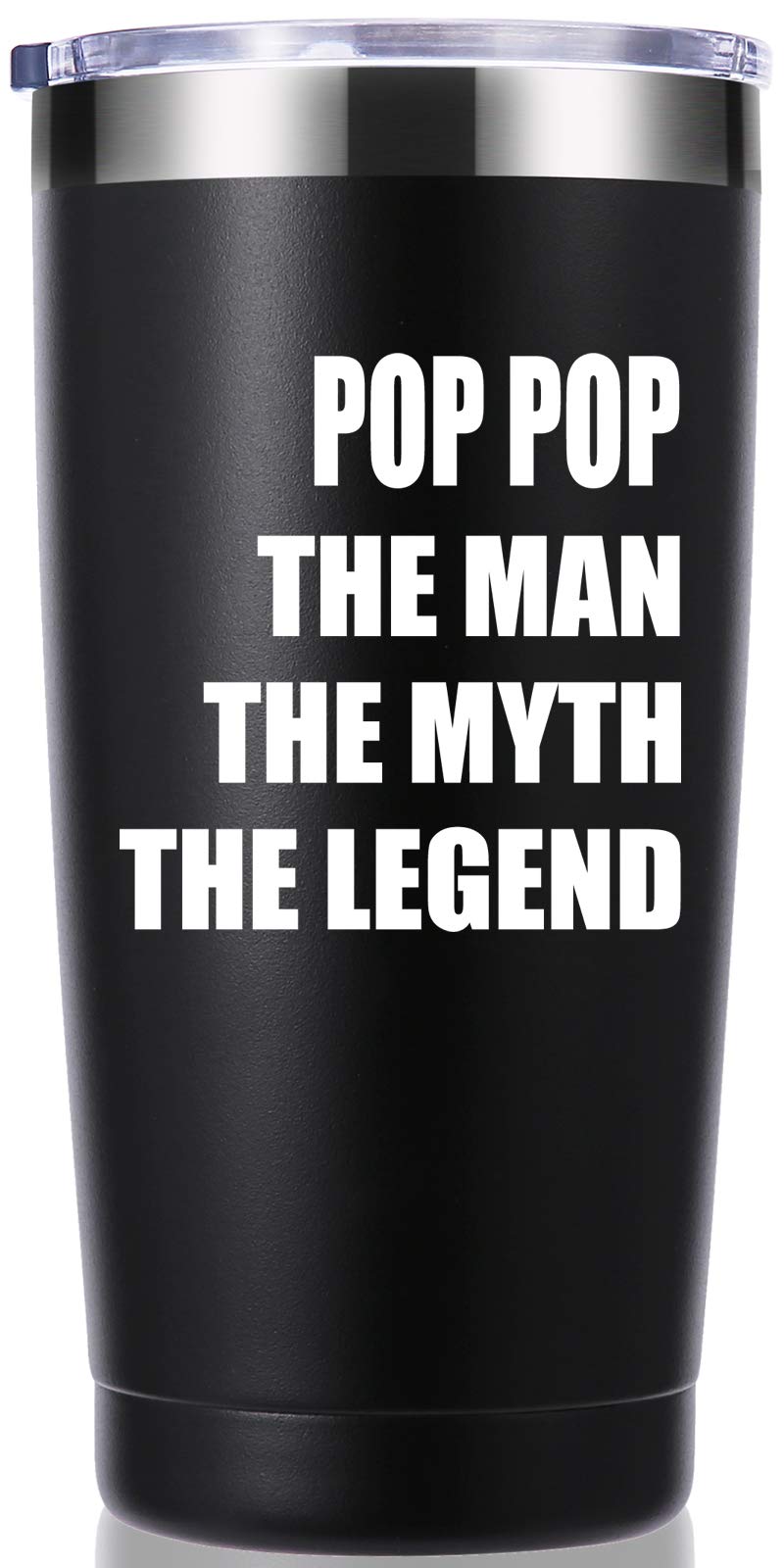 momocici Pop Pop The Man The Myth The Legend 20 OZ Tumbler.Grandpa Gifts.Birthday Gifts,Christmas Gifts for Men,New Grandpa,Grandpa Again,Granddad,New Grandfather,Husband,Men Travel Mug(Black)