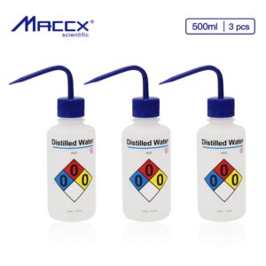 Maccx Distilled Water Narrow Mouth Wash Bottles, 3pcs of Vol.500ml, LDPE Material, WBD500-003