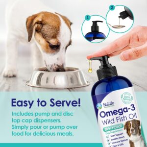 Liquid Fish Oil for Dogs with Omega 3, 6 & 9 Fatty Acids, Wild Caught from Iceland, Skin and Coat Supplement for Shedding, Itchy Skin, Allergies, Brain and Heart Health, Rich in EPA + DHA - 12 oz