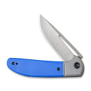 CIVIVI Trailblazer Folding Knife, Gray Stonewashed 14C28N Blade, Stainless Steel Handle With G10 Onlay, Slip Joint Pocket Knife For EDC Outdoor C2018B (Blue)