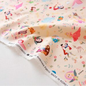 Disney Cotton Fabric by The Yard Princess Character Fabric 110cm Wide Princess Friends