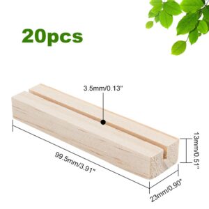 OLYCRAFT 20pcs Wood Place Card Holders 3.5mm Slot Wood Sign Holders Table Number Stand Table Number Holders for Wedding Party Events Decoration Double Side Display Mini Blackboard - 3.9x0.9x0.5 inch