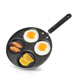 herchr egg pan 4-cup aluminum egg frying pan nonstick omelette pan egg cooker pan pancake pan multi egg pan for breakfast pancake, plett, crepe pan, sandwiches, dishwasher safe