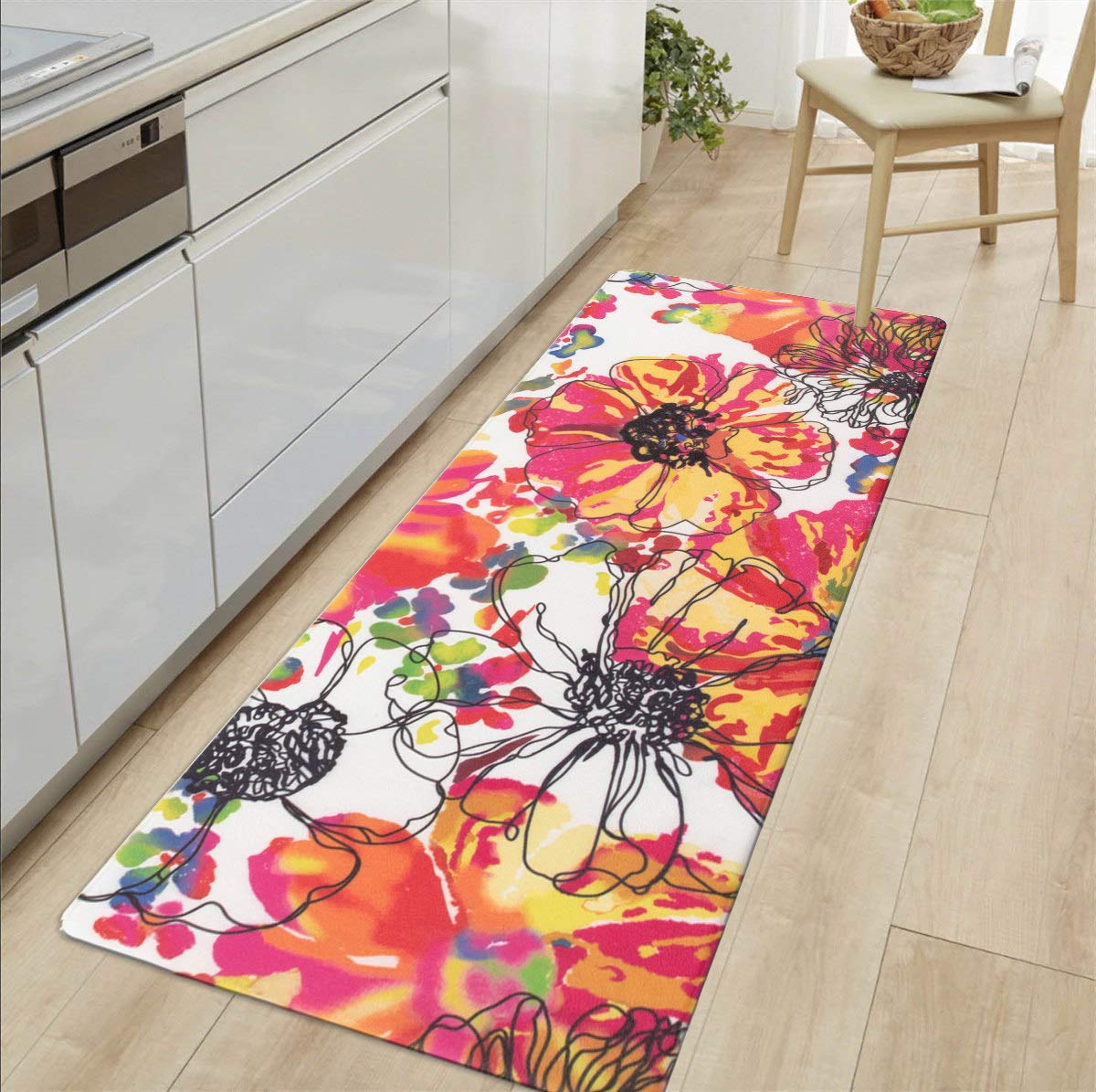 Rugshop Modern Bright Flowers Anti Fatigue Standing Mat 18" x 47" Multi