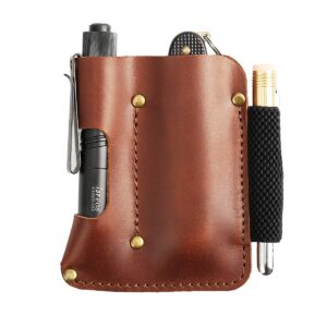 easyant leather sheath edc pocket organizer hollow sleeve tool pouch for flashlight