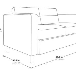 Office Star Pacific Loveseat with Padded Box Spring Seats and Silver Finish Legs, Dillon Snow Faux Leather