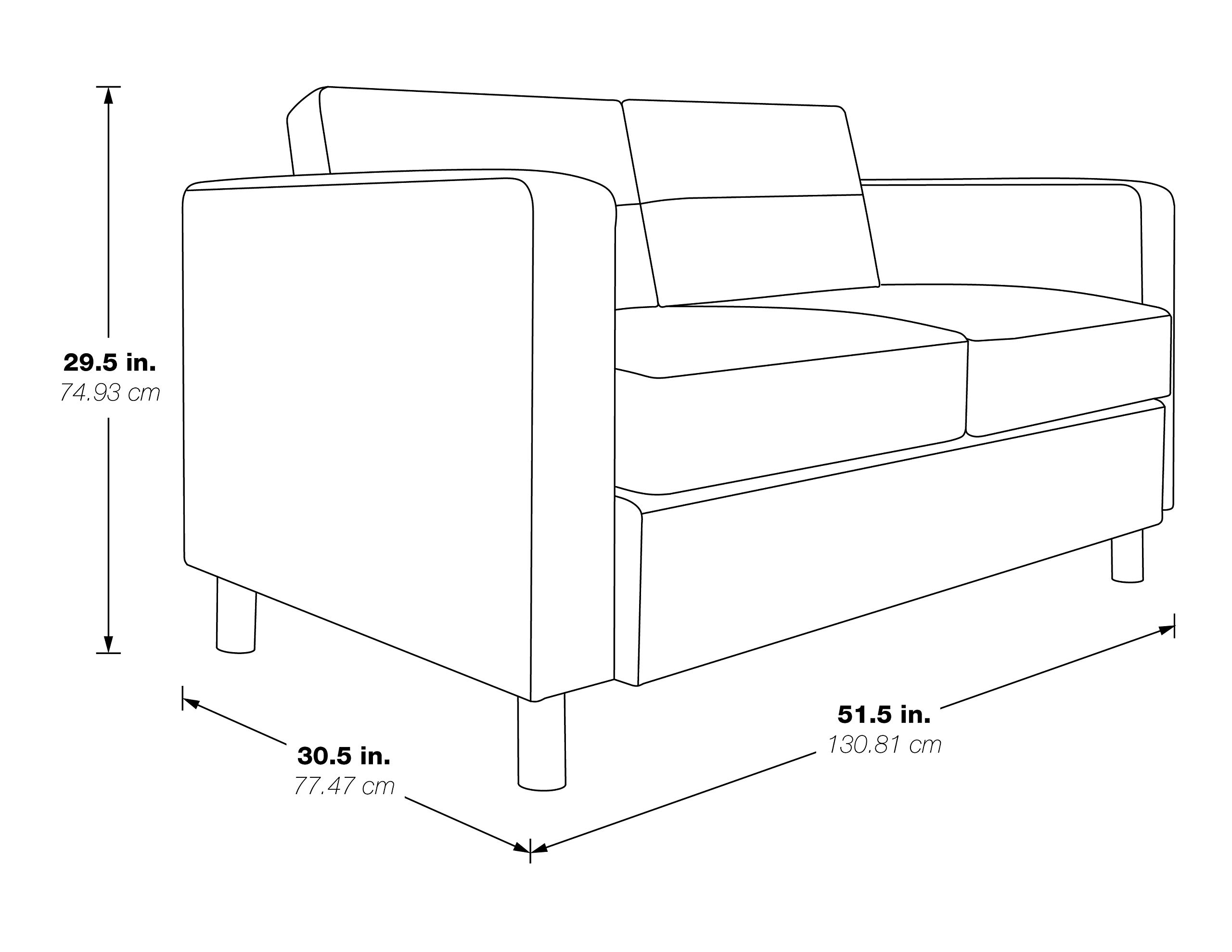 Office Star Pacific Loveseat with Padded Box Spring Seats and Silver Finish Legs, Dillon Snow Faux Leather