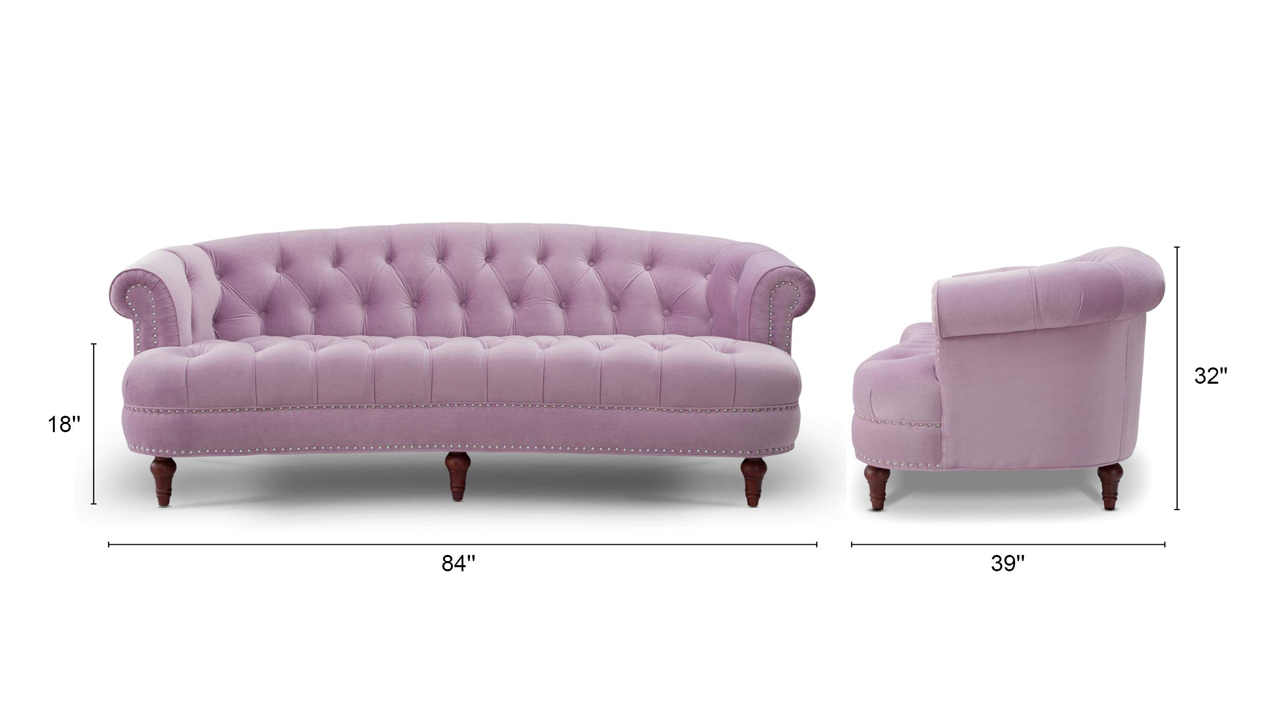 Jennifer Taylor Home Sofa Ariana Victorian Chesterfield Tufted, Lavender Velvet