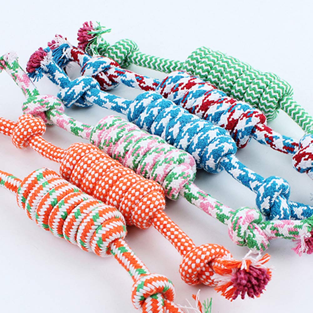 shlutesoy Pet Chew Toys,Dog Toy Cotton Braided Bone Rope Chew Knotted Tied Random Color