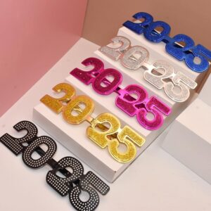 SWYOUN 2025 Plastic Glasses Happy New Year's Eve Glasses Graduation 2025 Class Of 2025 Party Photo Prop Supplies(Pack Of 6)