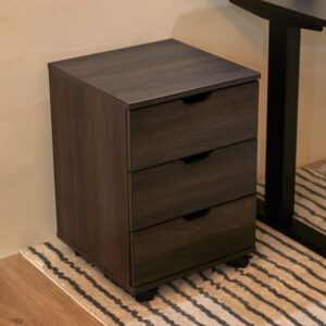 vicllax 3 drawer dresser mobile cabinet under desk storage for home office, fully assembled except casters, walnut