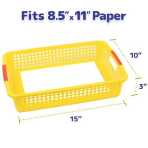 PREXTEX Classroom Storage Baskets for Papers, Crayons, Pencils, and Toy - Storage Plastic Baskets - Pack of 6