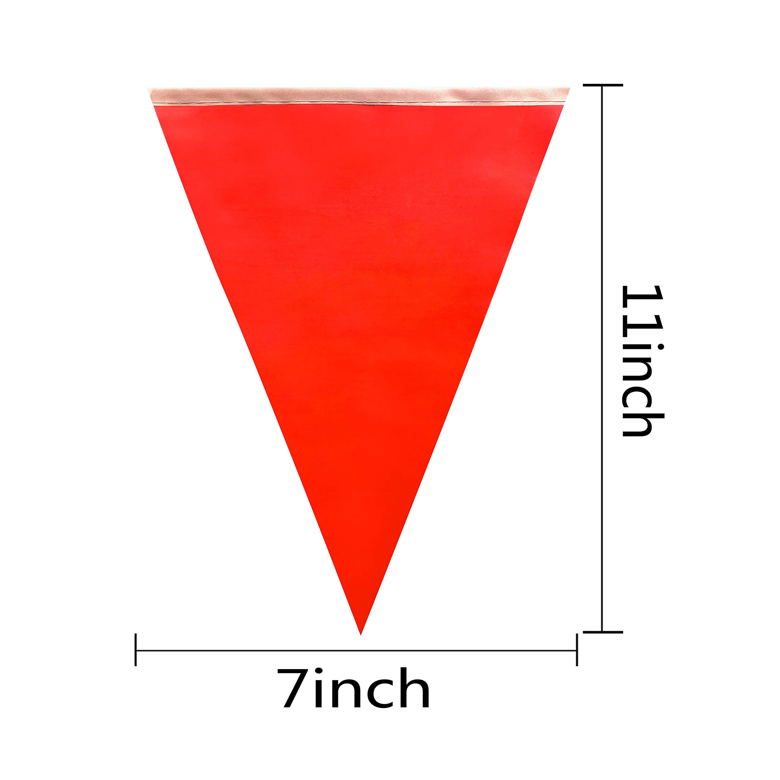 AuTop 100 Feet Solid Red Pennant Banner Flags String Triangle Bunting Flags,Decorations for Grand Opening,Birthday Party,Festival Celebration