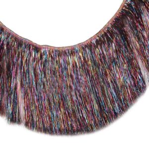 mipper 10 yards 6 inch wide metallic fringe trim diy latin dance dress clothing accessories xmas party decor shiny tassel lace (multicolor)