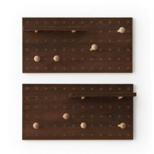 xaomlp wooden pegboard modular display organization storage wall hooks shelf(color：walnut)