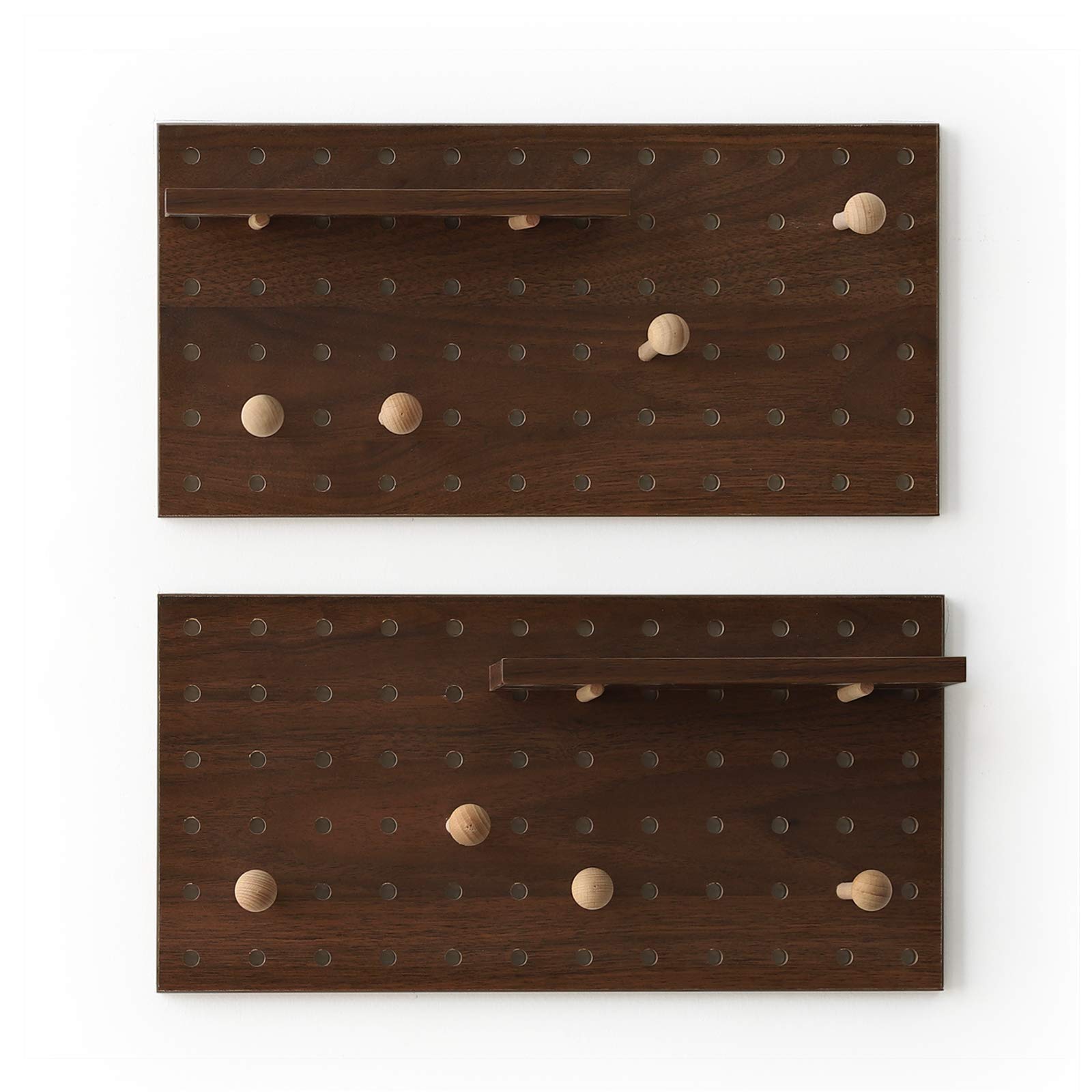 XAOMLP Wooden Pegboard Modular Display Organization Storage Wall Hooks Shelf(Color：Walnut)