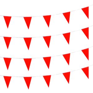 autop 100 feet solid red pennant banner flags string triangle bunting flags,decorations for grand opening,birthday party,festival celebration