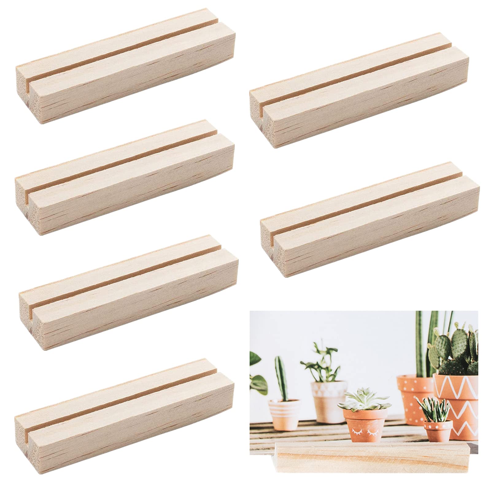 OLYCRAFT 20pcs Wood Place Card Holders 3.5mm Slot Wood Sign Holders Table Number Stand Table Number Holders for Wedding Party Events Decoration Double Side Display Mini Blackboard - 3.9x0.9x0.5 inch