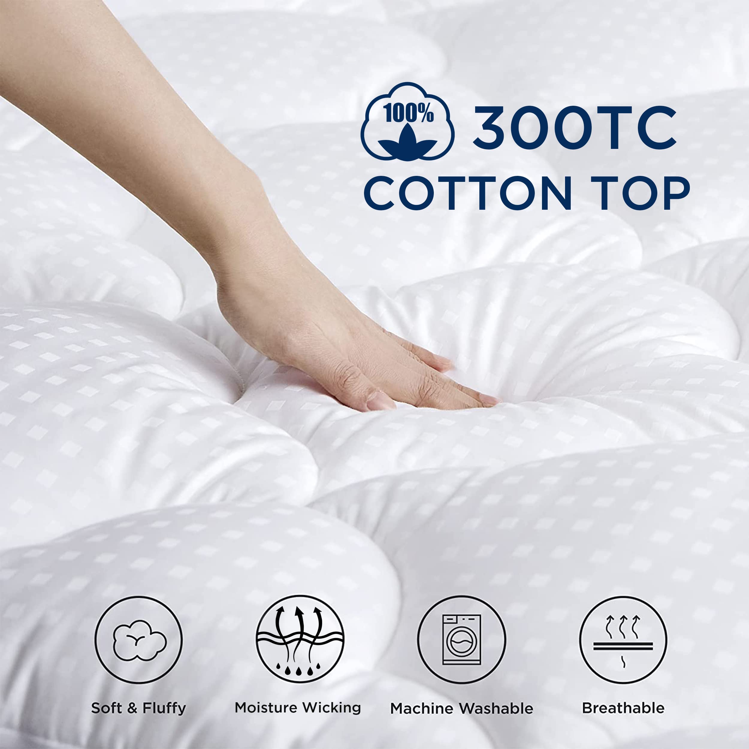 Bedsure Twin XL Mattress Pad Dorm Bedding - Soft Cotton Mattress Cover for College Dorm, Quilted Mattress Topper with Deep Pocket Fits up to 21" Deep, Breathable Twin Extra Long Pillow Top