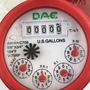 DAE V-75RP Vertical Hot Water Meter with Pulse Output, 3/4” NPT Couplings, Measuring in Gallons