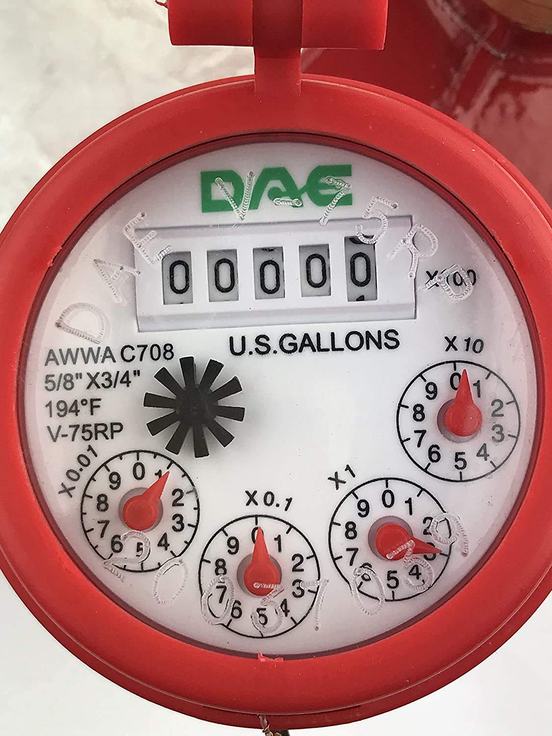 DAE V-75RP Vertical Hot Water Meter with Pulse Output, 3/4” NPT Couplings, Measuring in Gallons