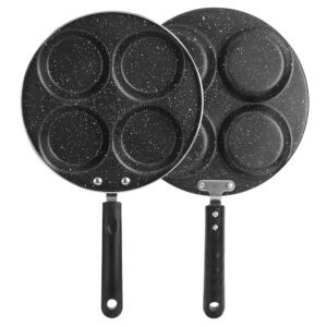 HERCHR Egg Pan 4-Cup Aluminum Egg Frying Pan Nonstick Omelette Pan Egg Cooker Pan Pancake Pan Multi Egg Pan for Breakfast Pancake, Plett, Crepe Pan, Sandwiches, Dishwasher Safe