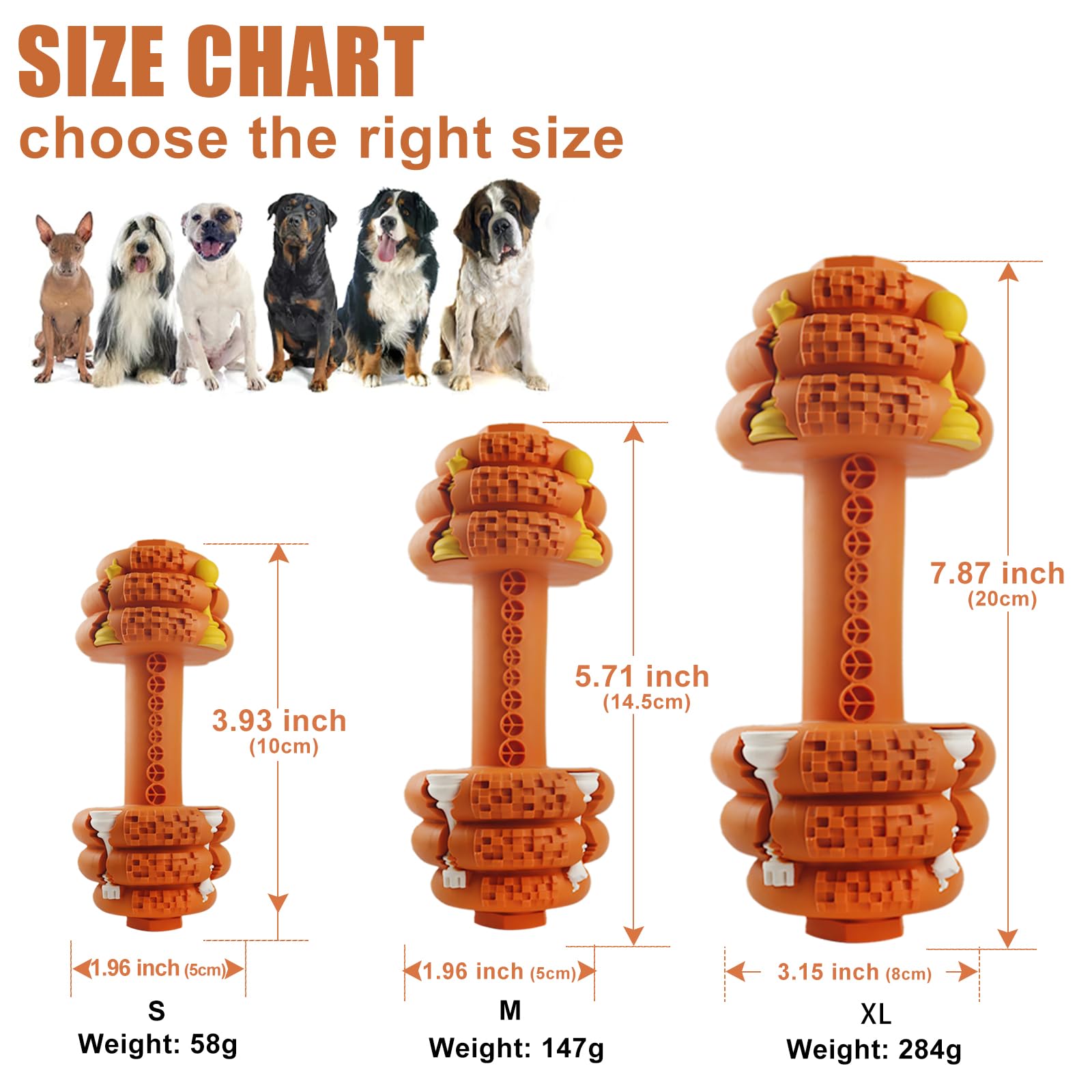 Hswaye Dog Chew Toys for Aggressive Chewers,Food Grade Non-Toxic Dental Pet Toy,Tough Durable Indestructible Dog Toys for Medium Large Dogs.Orange