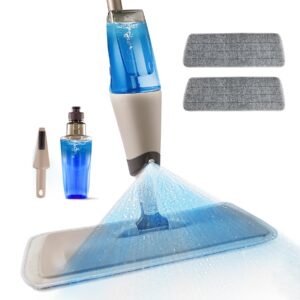 eyliden wet and dry spray mop - 360° rotating head, 22 oz refillable bottle, 2 washable microfiber pads, ergonomic handle - floor mop with spray for hardwood, tile, and laminate floors