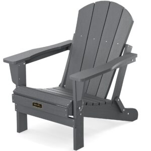 serwall adirondack chair for patio garden outdoors fire pit- (folding gray)